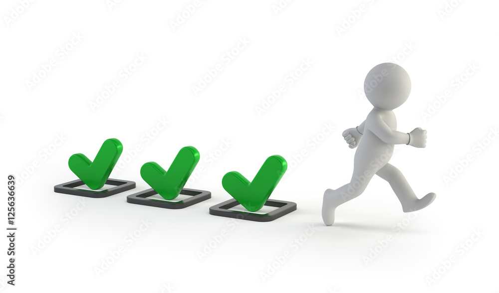 3d small people - Finishing Tasks Illustration Stock | Adobe Stock