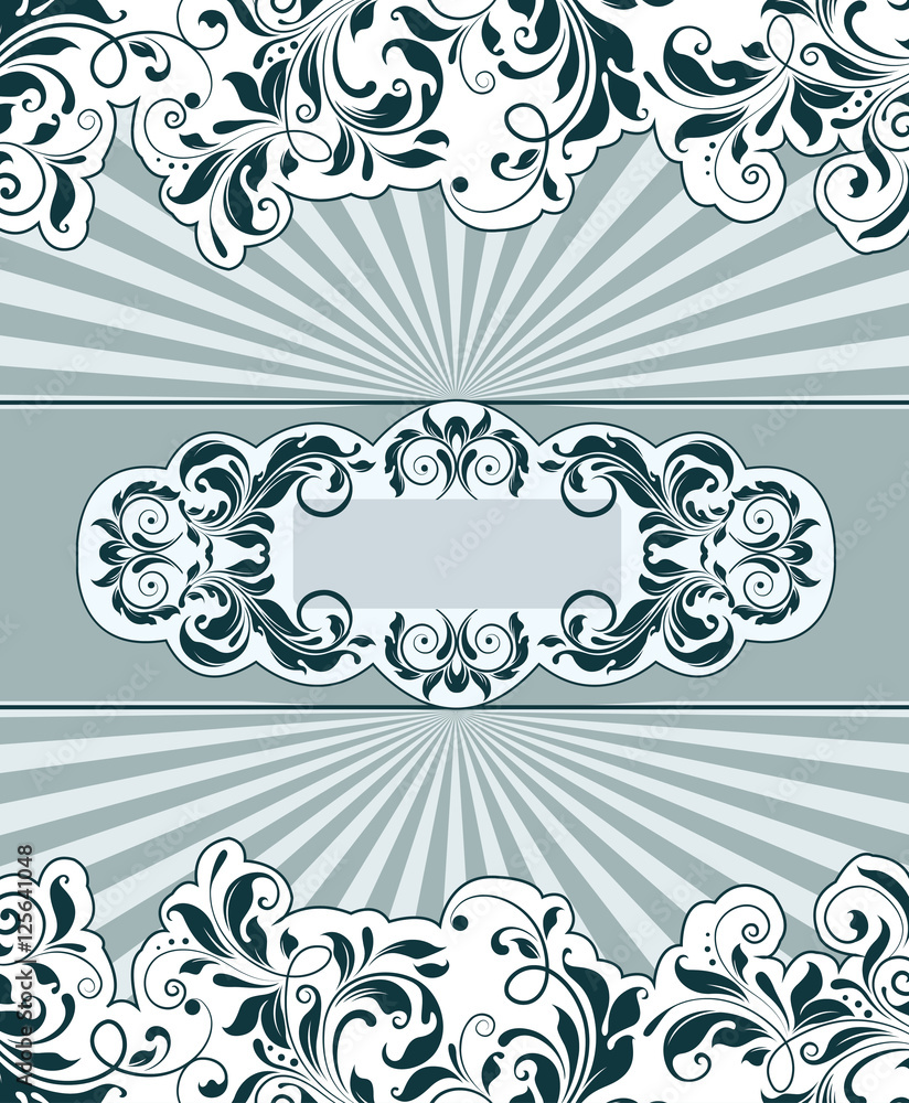 Vintage invitation card with ornate elegant abstract floral design ...
