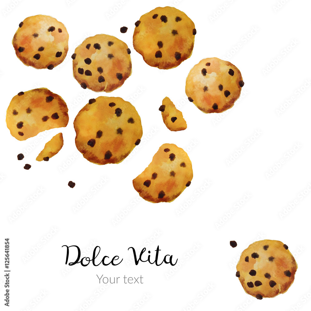 Poster on white background cookies with chocolate Stock Illustration ...