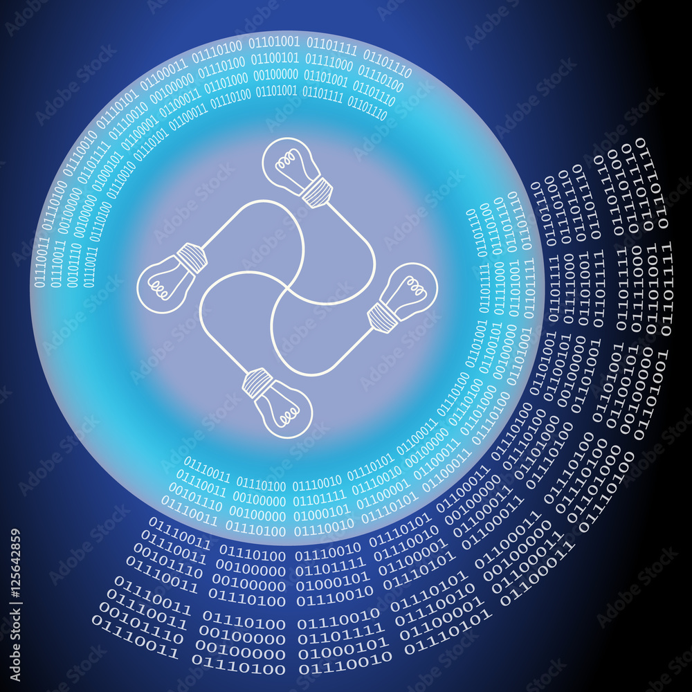 Vector abstract background with circular binary code and bulb sy Stock ...