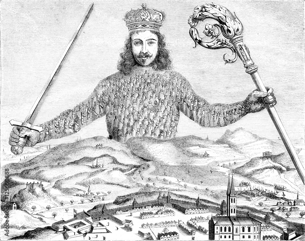 Print the seventeenth century, Leviathan Hobbes, vintage engravi Stock ...