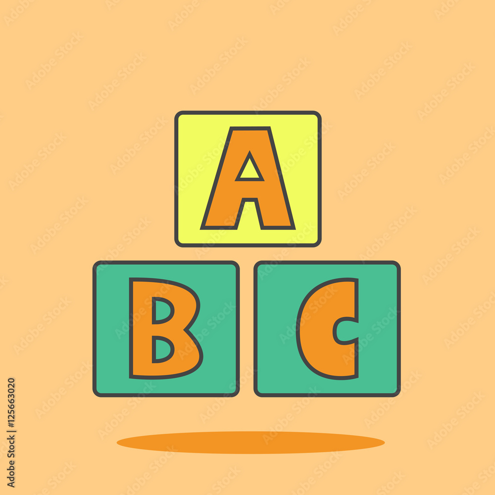 Alphabet block baby toys cute icon in trendy flat style isolated on ...