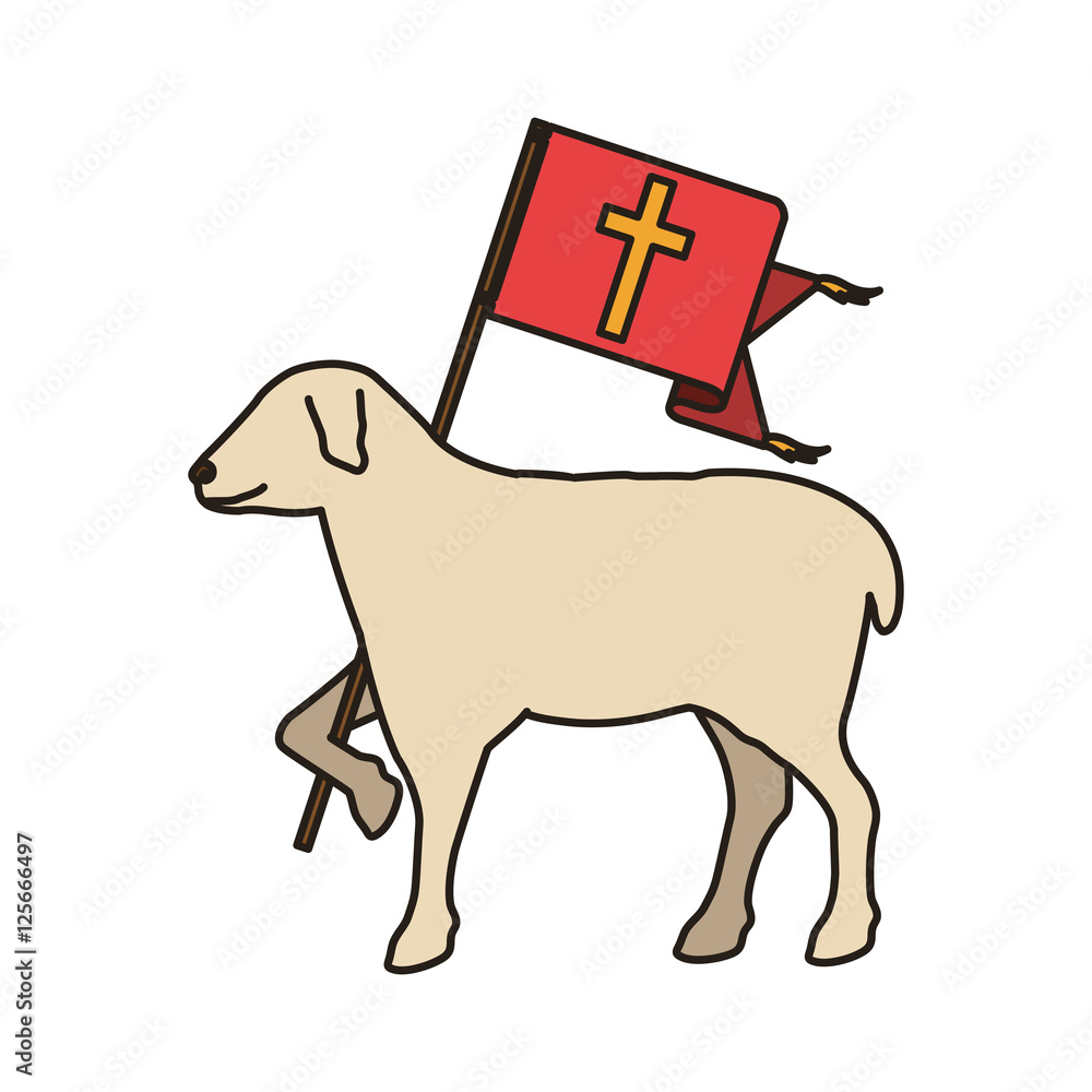 Lamb of God Christian Symbol icon over white background. vector ...