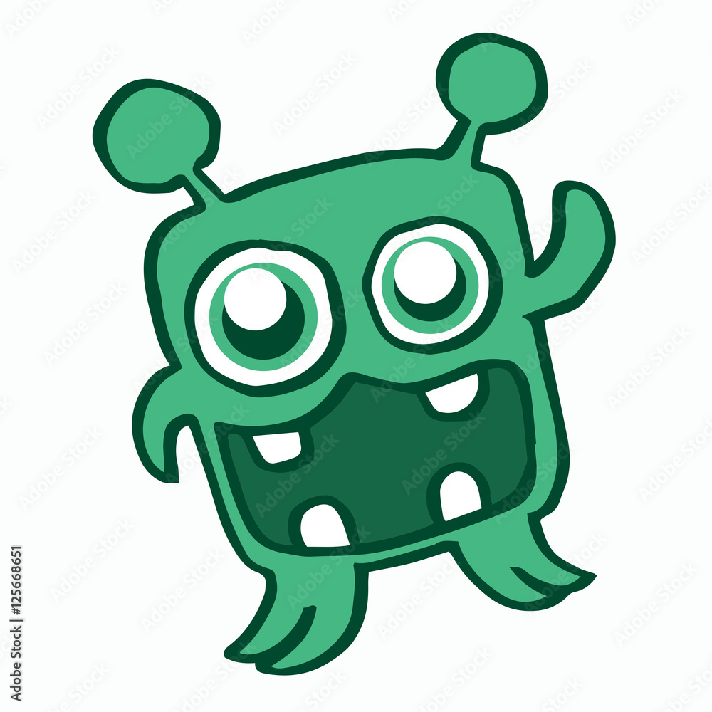 Happy green monster cartoon for kids Stock Vector | Adobe Stock