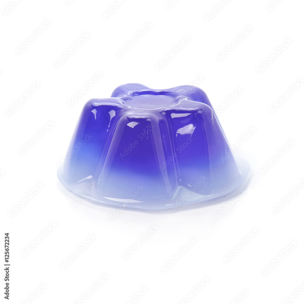 blue jelly pudding isolated on white background Stock Photo | Adobe Stock
