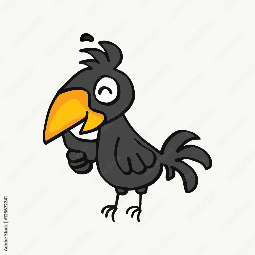 cartoon vector illustration of cute crow Stock Vector | Adobe Stock