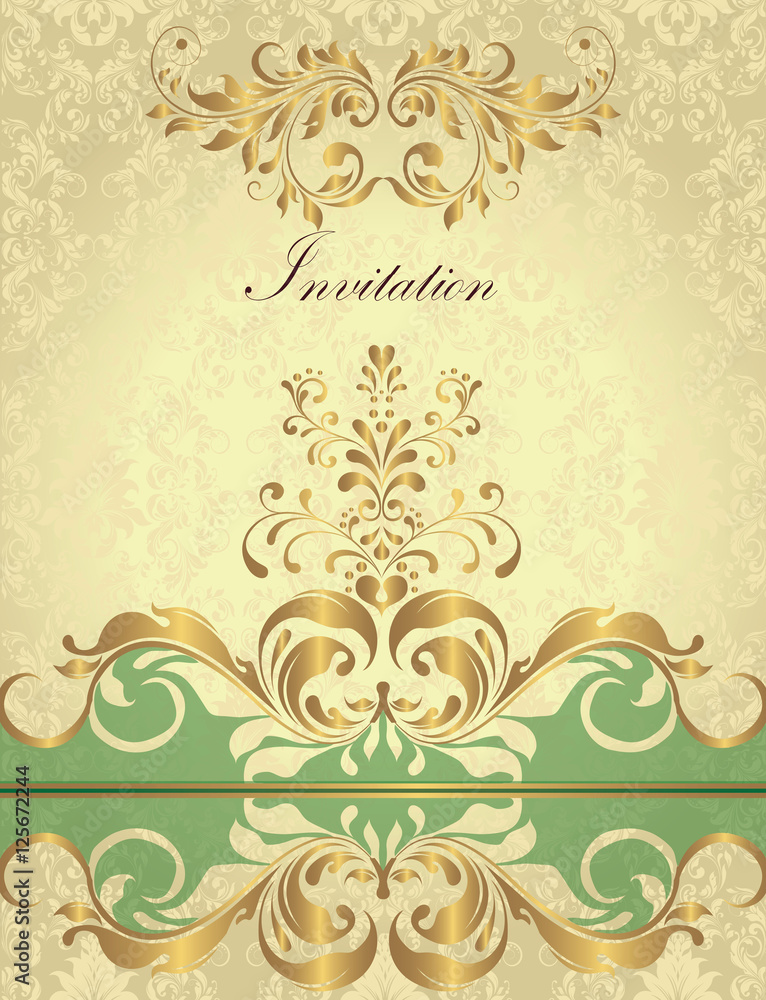 Vintage invitation card with ornate elegant retro abstract flora Stock ...
