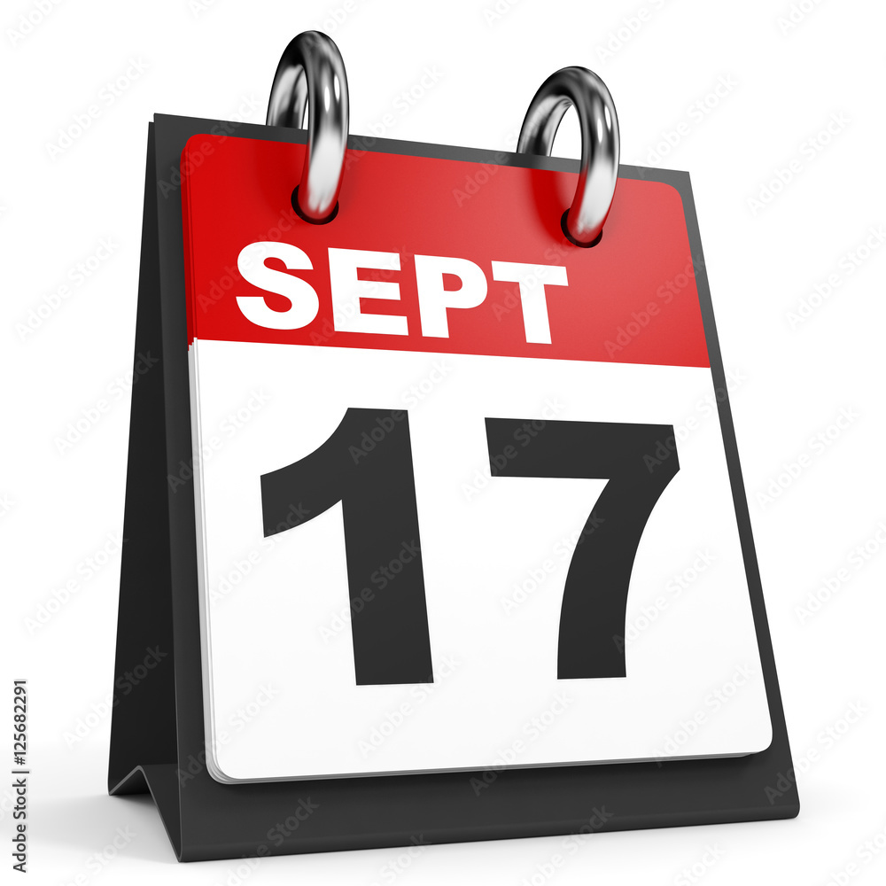 September 17. Calendar on white background. Stock Illustration | Adobe ...