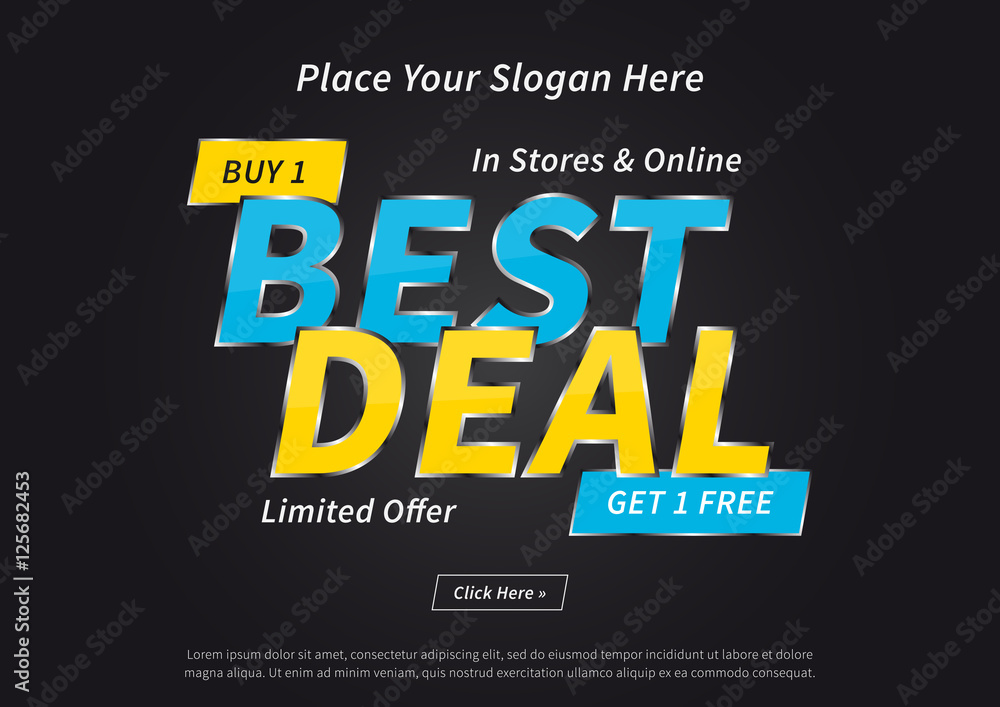 Banner Best Deal Buy 1 Get 1 Free vector illustration on black ...