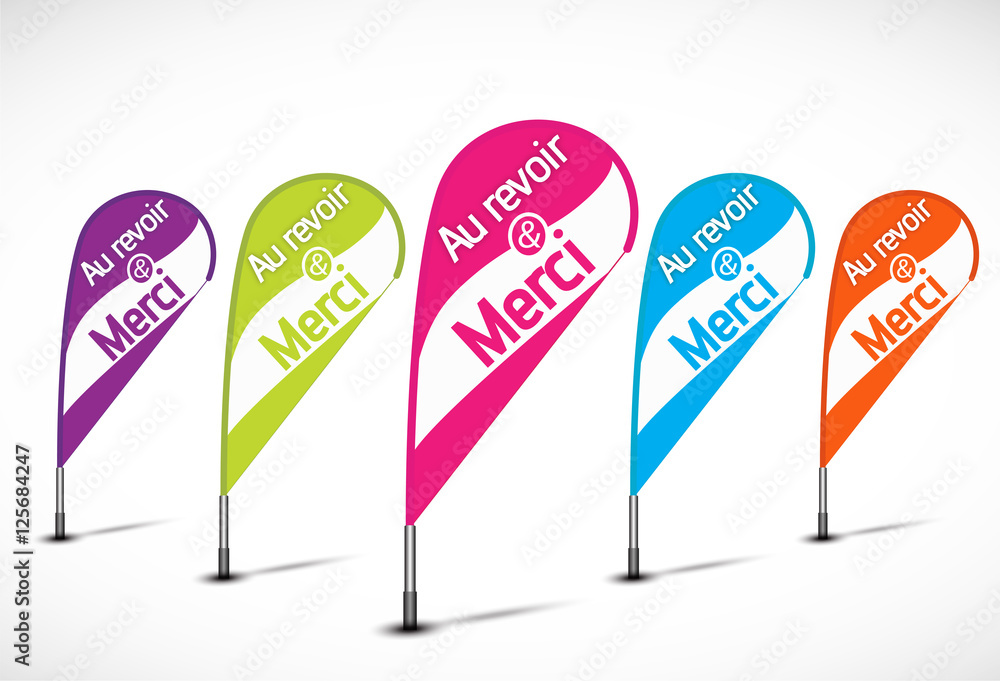 bannières flottantes multicolores : au revoir et merci Stock Vector ...