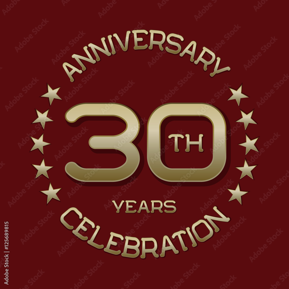 30th anniversary celebration logo symbol. Golden circular editable ...