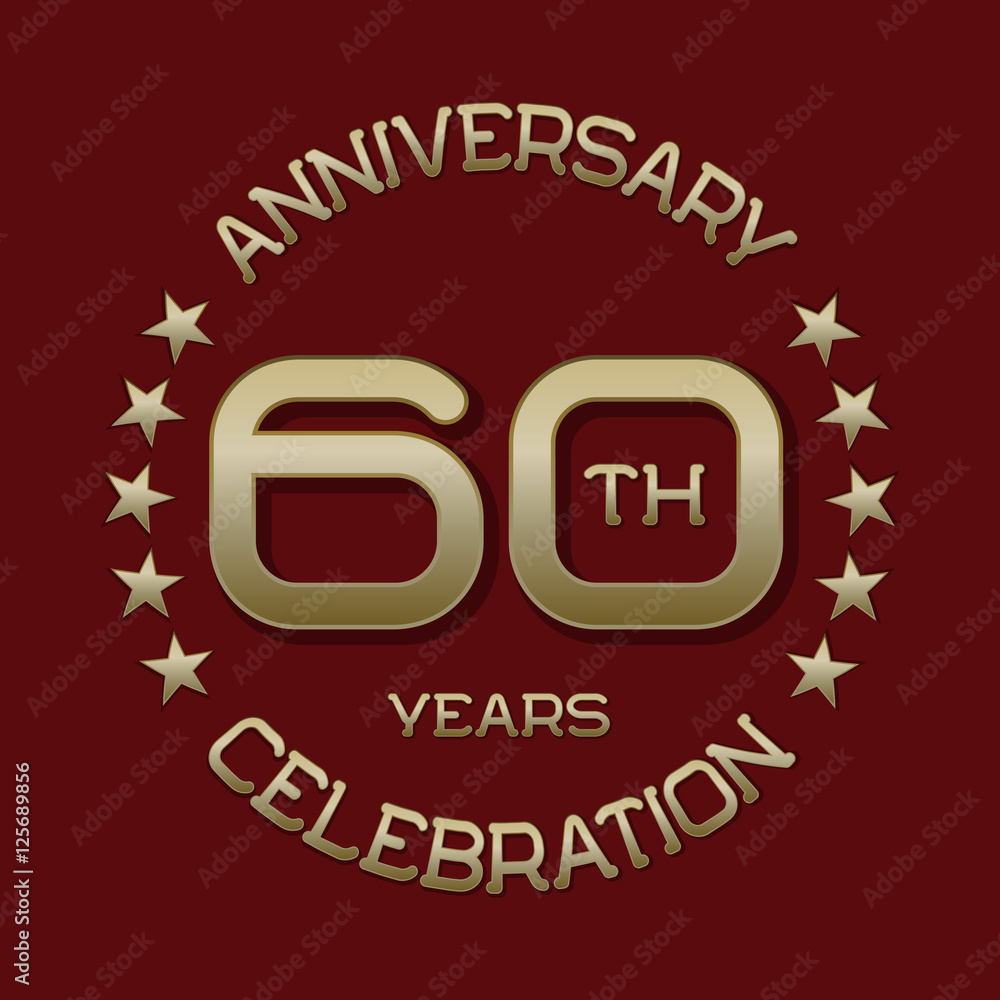 60th anniversary celebration logo symbol. Golden circular editable ...