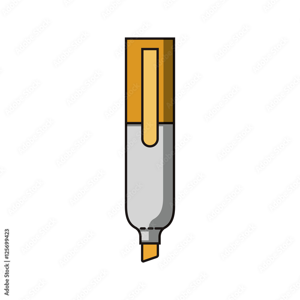 yellow highlighter marker icon over white background. vector ...