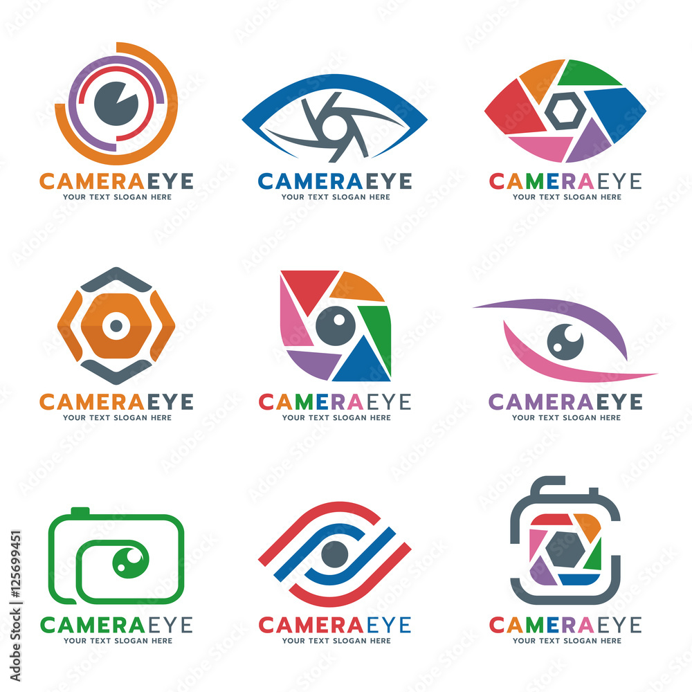 Camera and eye logo vector set design Stock Vector | Adobe Stock