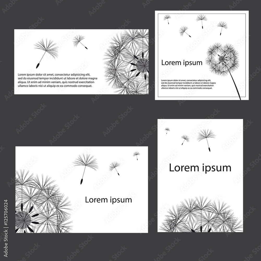 Dandelion cards design. Set - vector stock. Stock Vector | Adobe Stock