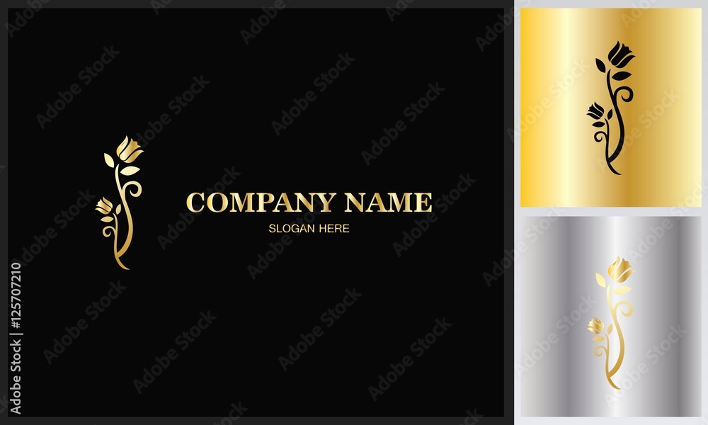 flower gold logo Stock Vector | Adobe Stock