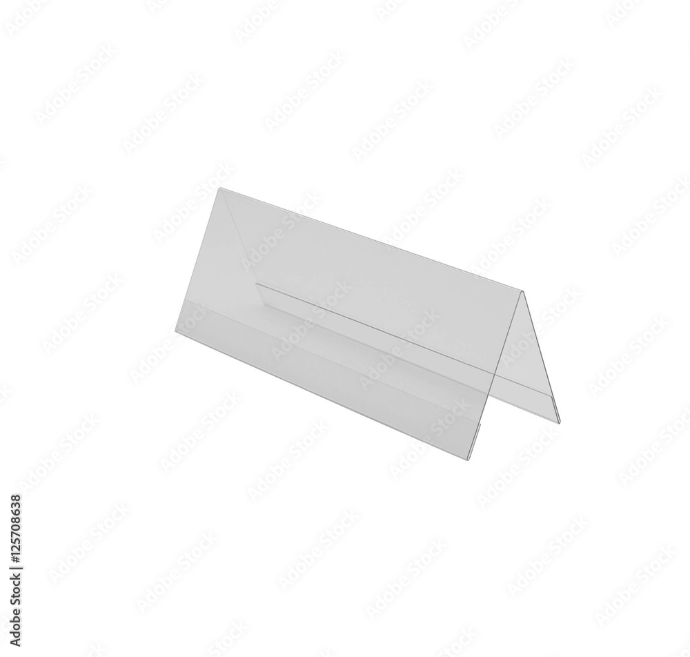 Transparent acrylic table stand display for menu isolated, white ...