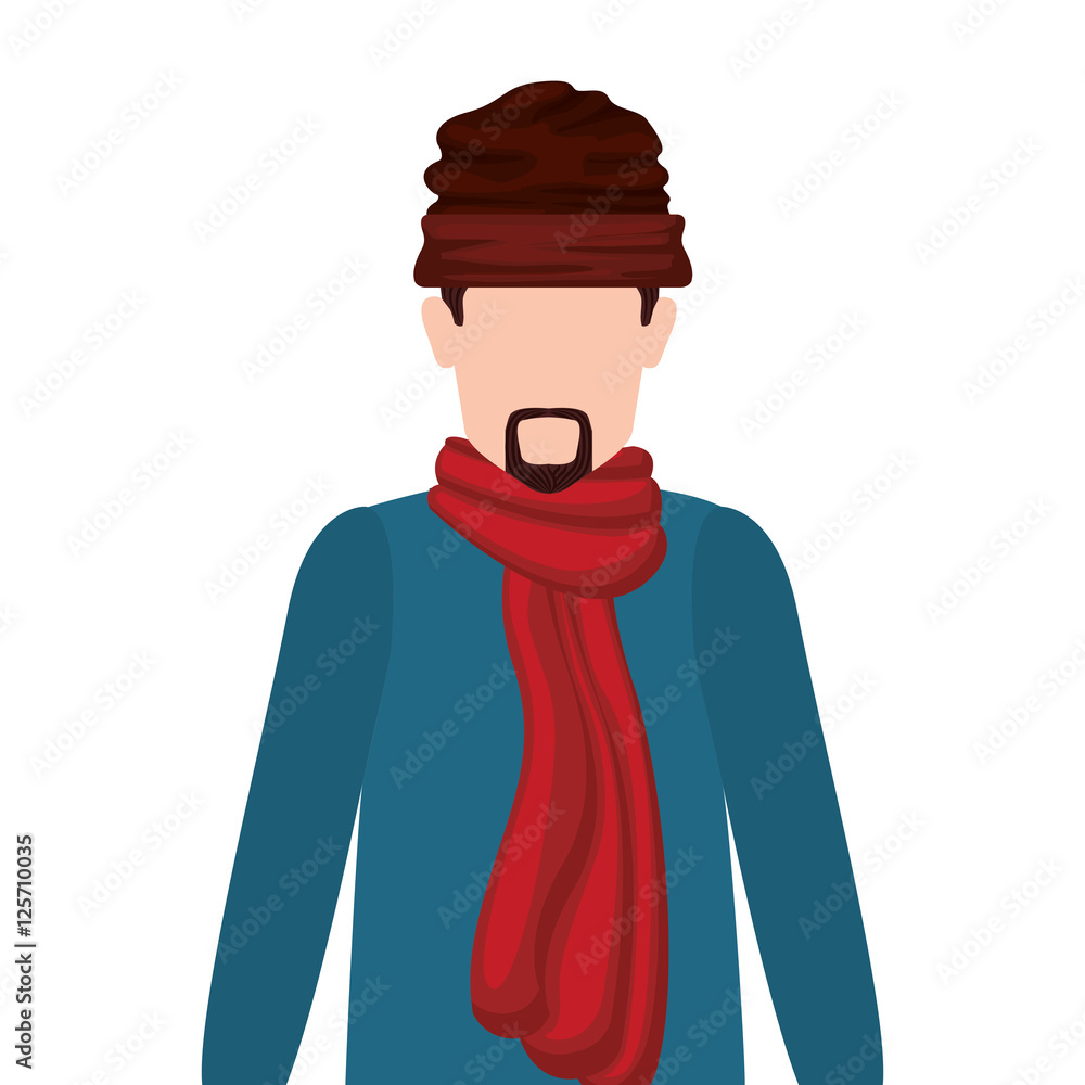 avatar male man wearing winter clothes. over white background. vector ...