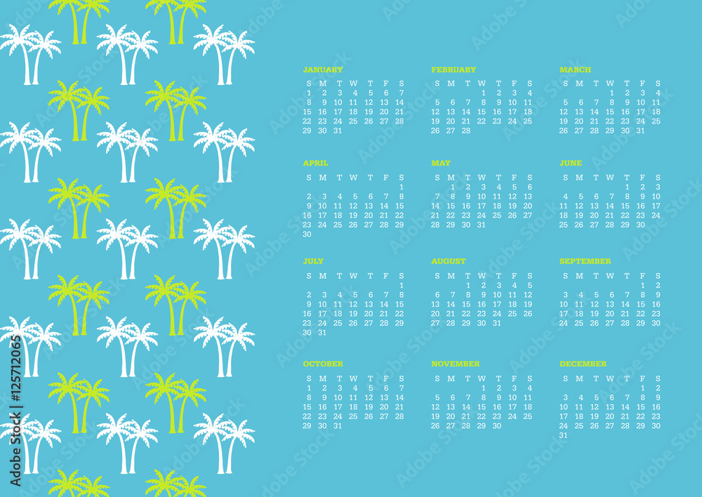 80's styled 2017 calendar. Week starts on Sunday. Vector design ...