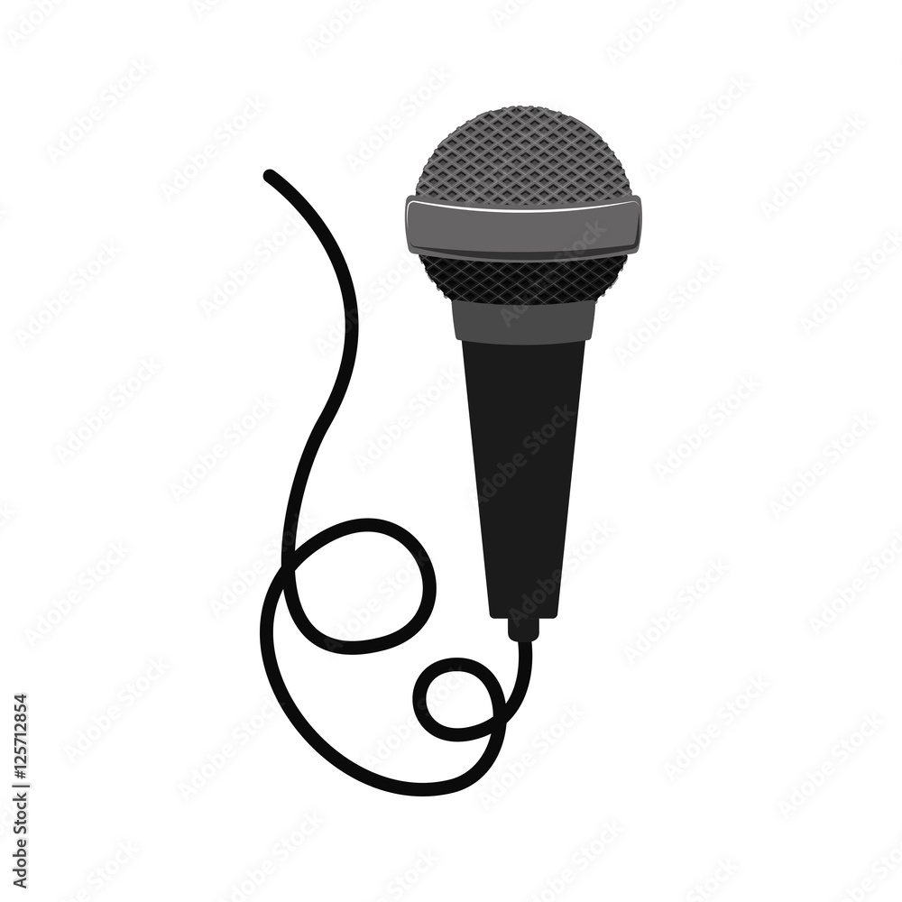 microphone with cord icon over white background. vector illustration ...