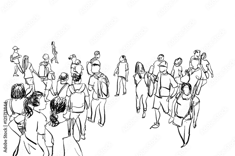 crowd walking illustration Stock Illustration | Adobe Stock