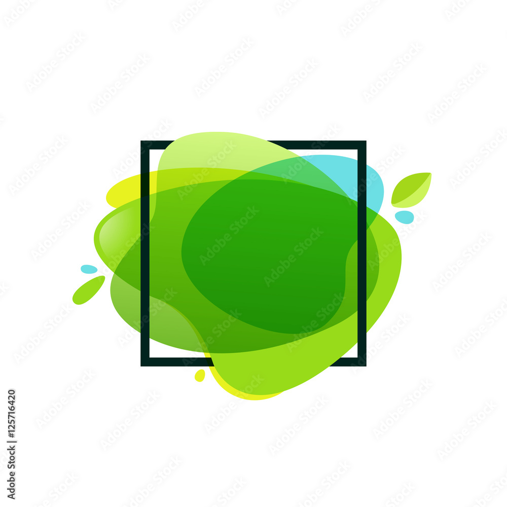 Square frame at green watercolor splash background. Stock Vector ...