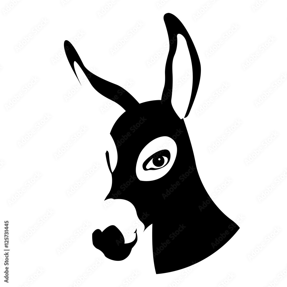 donkey head face vector illustration style Flat Stock Vector | Adobe Stock