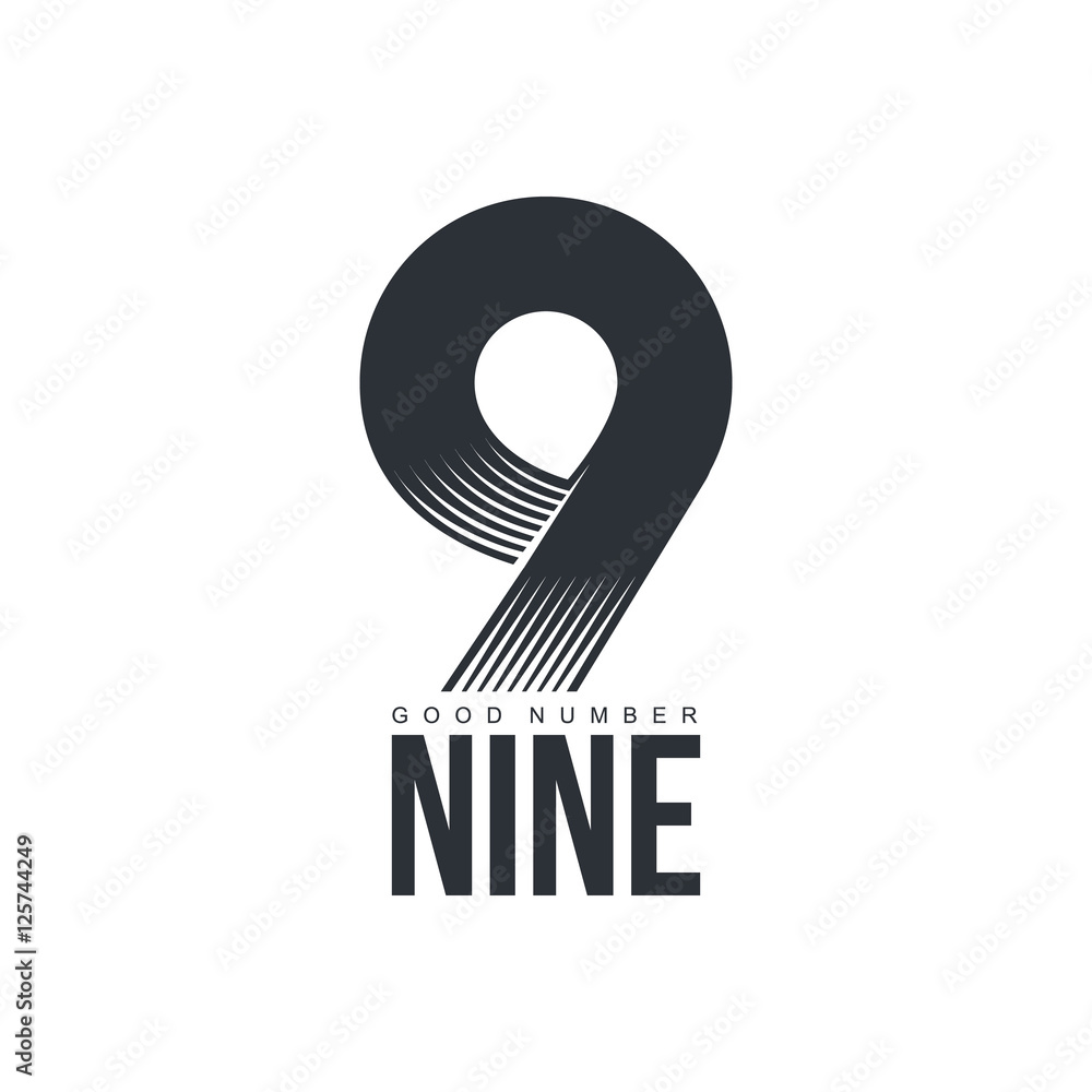 Black and white technological number nine logo, vector illustration ...