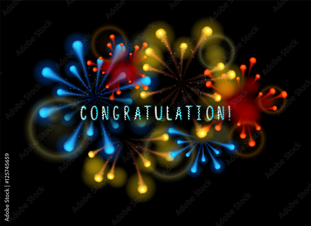 congratulation card with fireworks. Vector Stock Vector | Adobe Stock