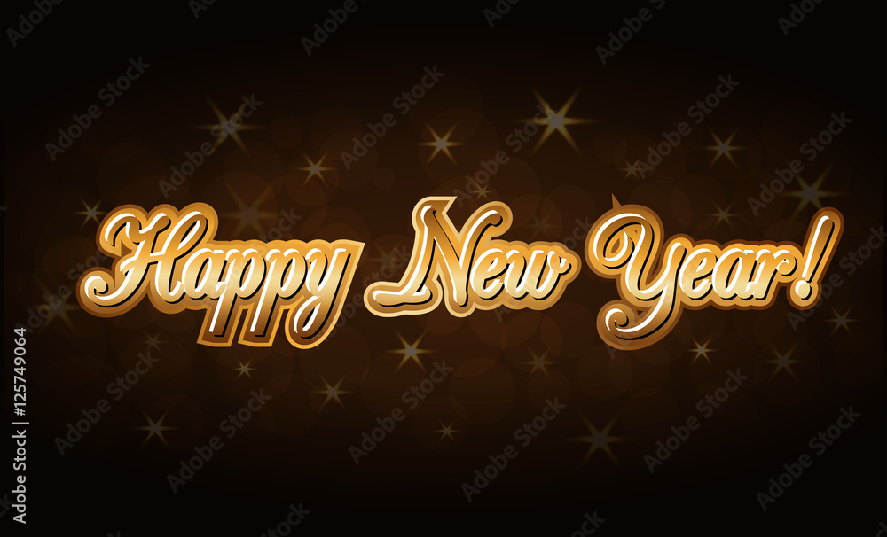 Happy New Year gold text. Holiday background. Design greeting, card ...