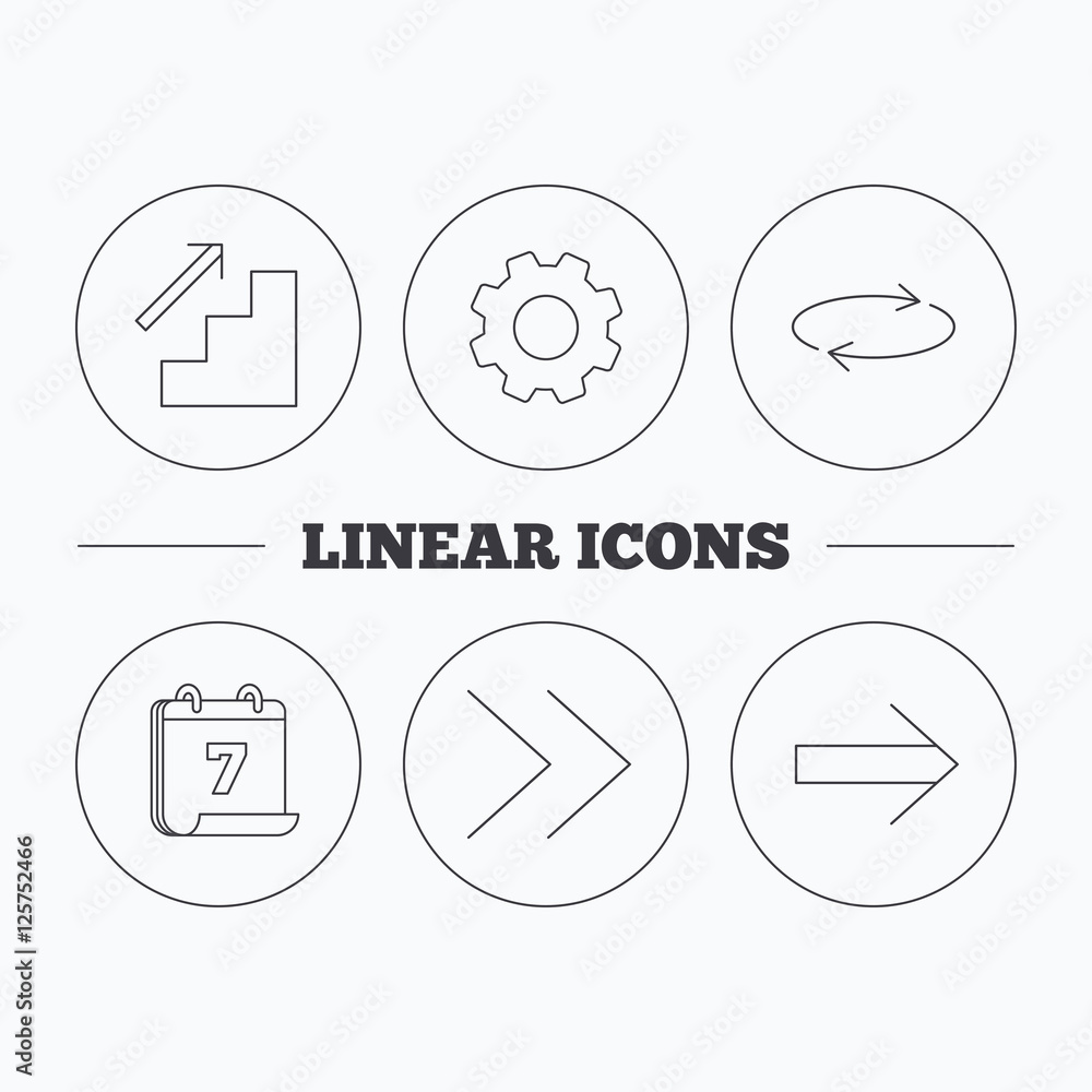 Arrows icons. Upstairs, next and repeat linear signs. Next arrow flat ...