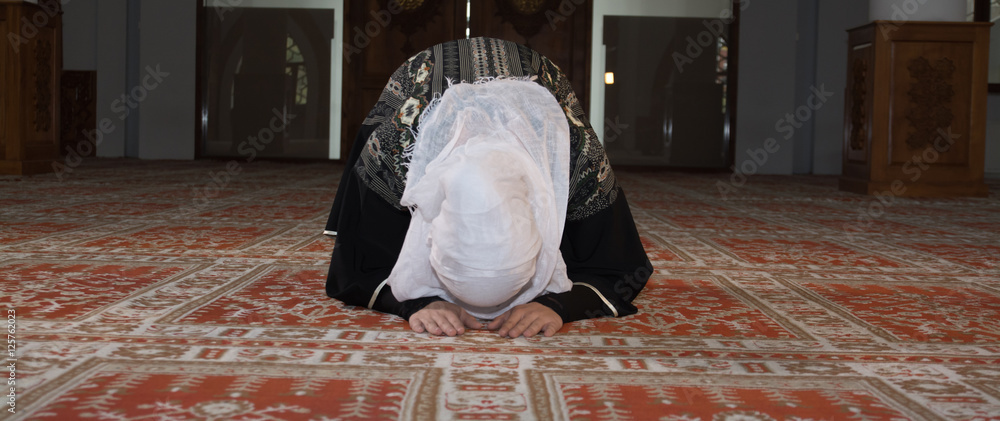 Muslim Woman Praying in Mosque Stock Photo | Adobe Stock