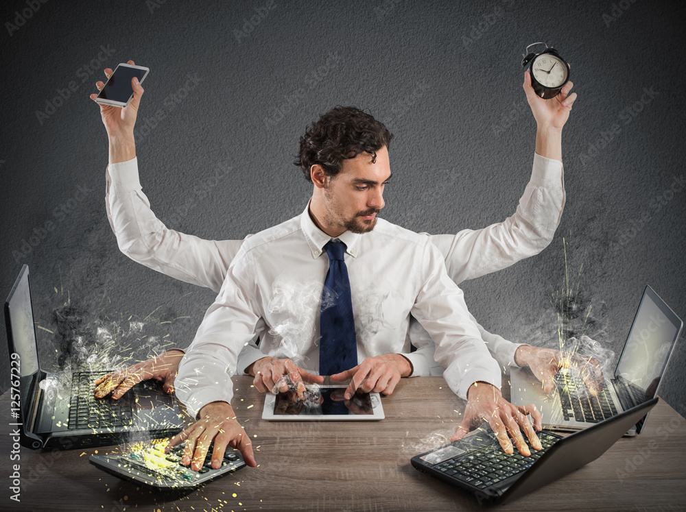 Overworked businessman Stock-Foto | Adobe Stock