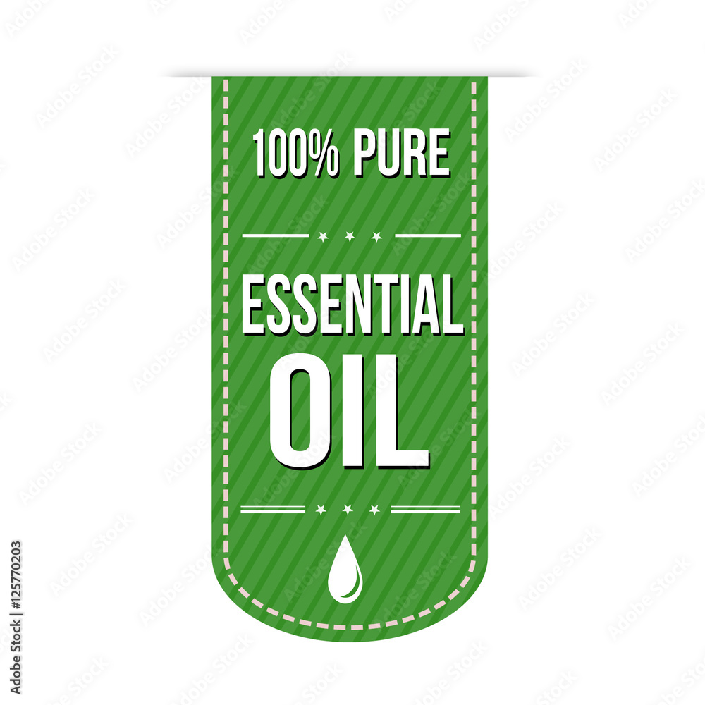 100% Pure Essential oil banner design vector de Stock | Adobe Stock