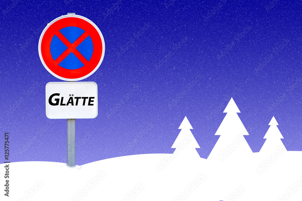 Warnschild Glätte Stock-Foto | Adobe Stock