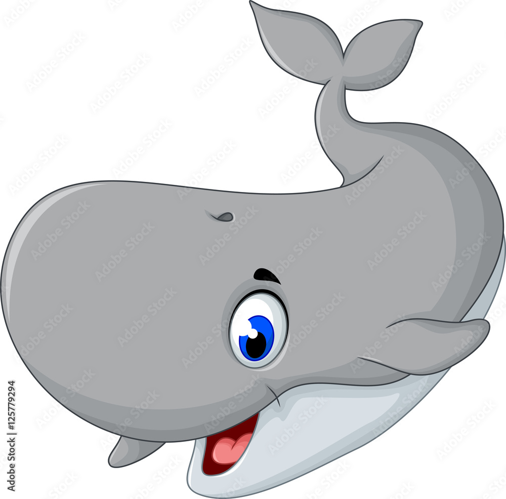 cute gray whale cartoon smiling Stock Illustration | Adobe Stock