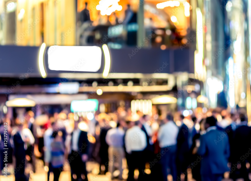 Abstract bokeh background of business people meet at bar on happy hour ...