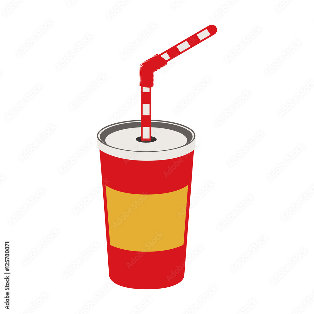 soft soda drink with straw icon over white background. colorful design ...