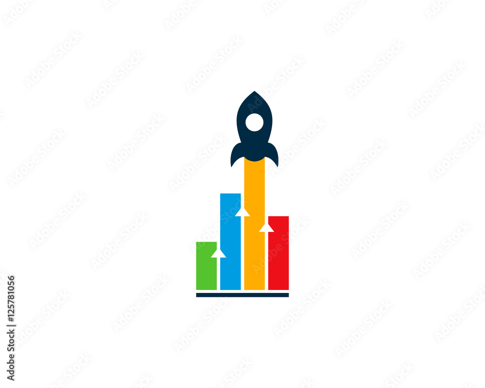 Business Rocket Stats Logo Design Template Stock Vector | Adobe Stock