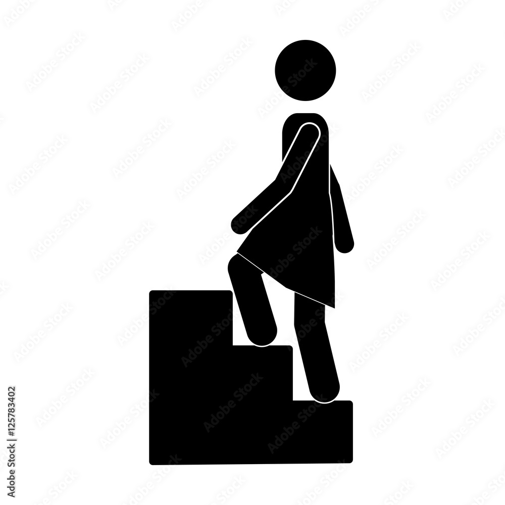 person up the stairs icon over white background. pictogram design ...