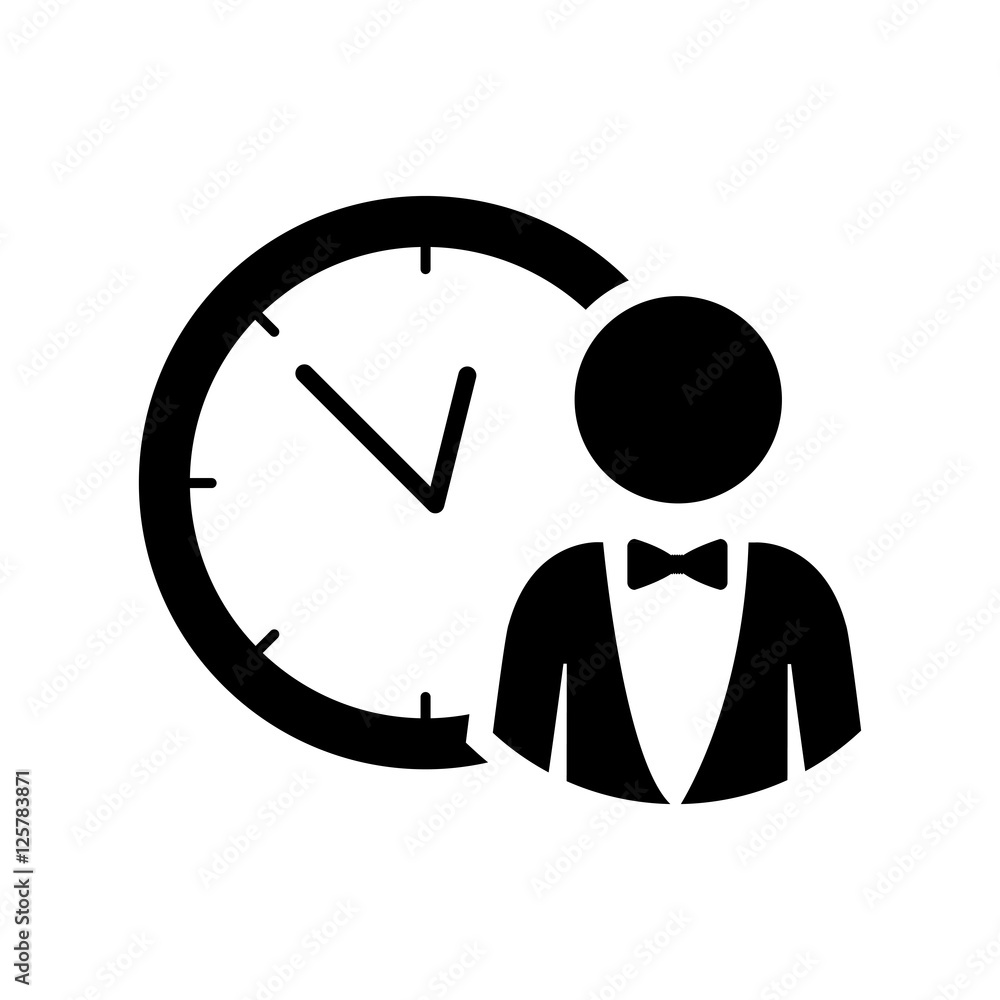 watch clock with avatar man with suit and tie over white background ...