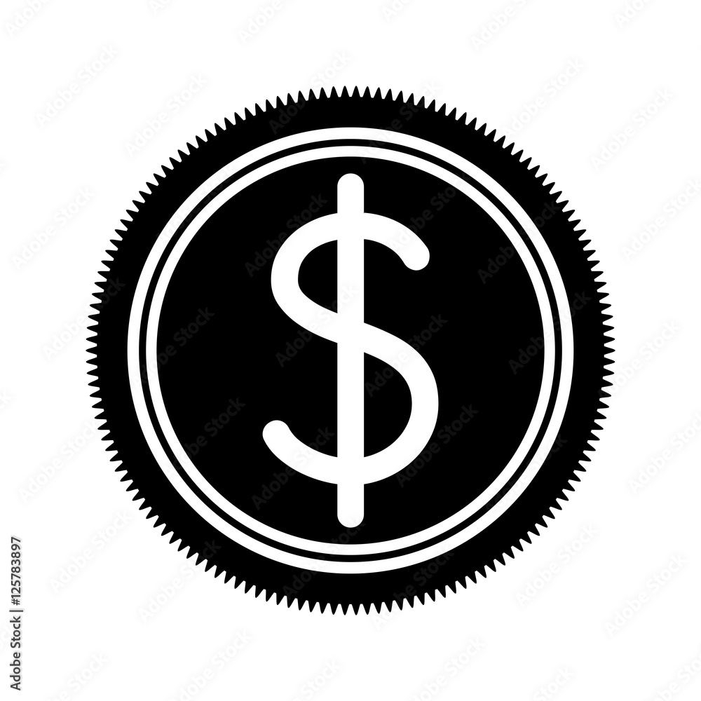 money symbol over black circle icon. isolated design. vector ...