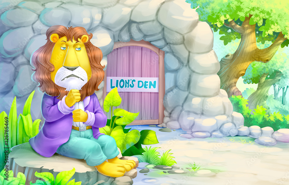 The sick lion story (2+3) Stock Illustration | Adobe Stock