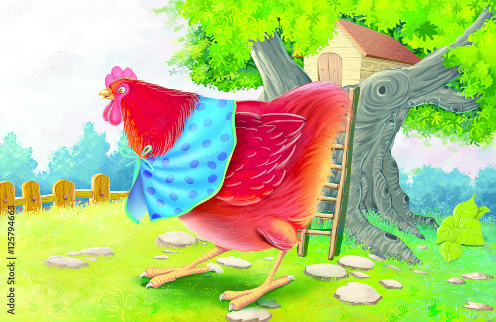 The Sly Fox and The Red Hen story (2+3) Stock Illustration | Adobe Stock