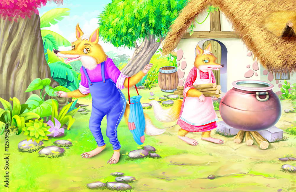 The Sly Fox and The Red Hen story (6+7) Stock Illustration | Adobe Stock