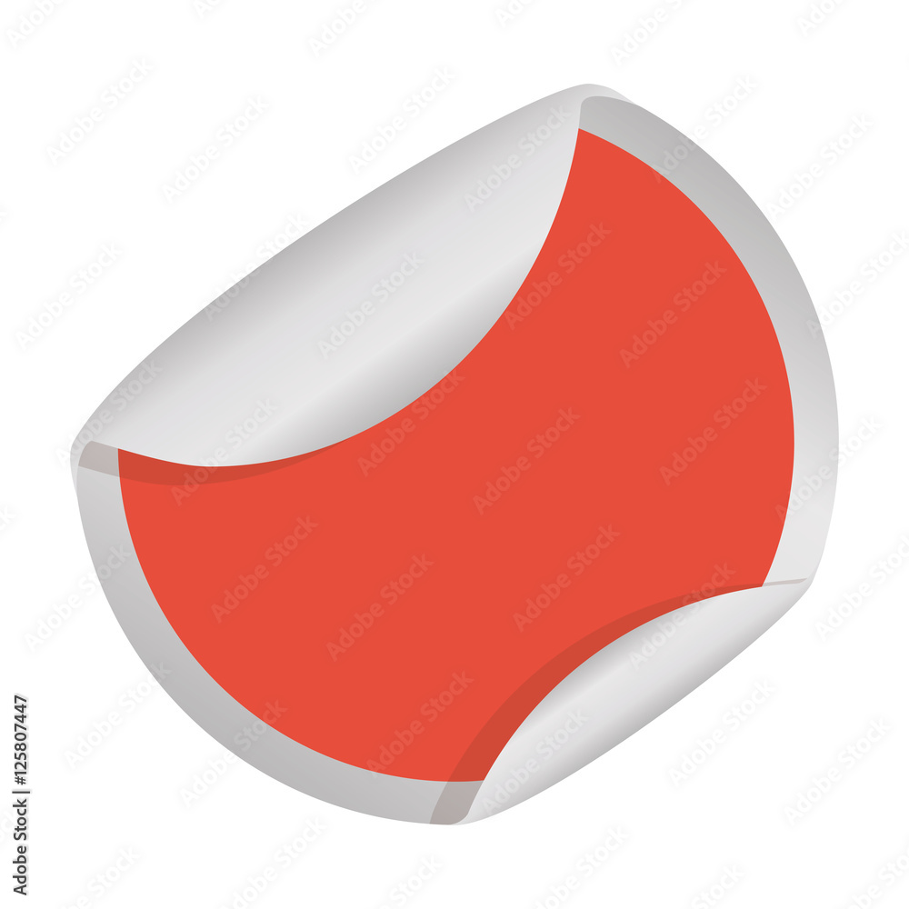 blank sticker in circle shape and red color icon over white background ...