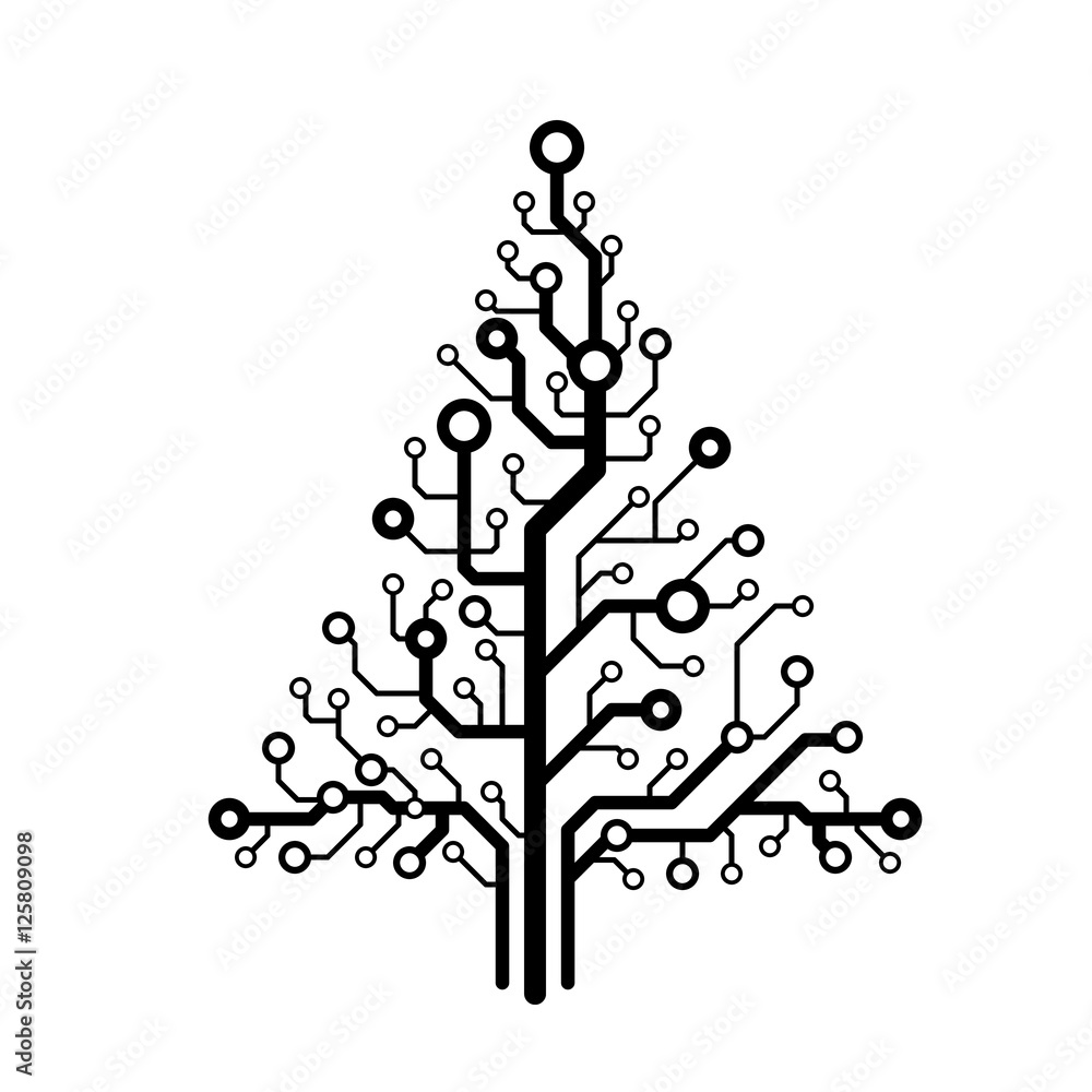 Christmas tree circuit board Stock Vector | Adobe Stock
