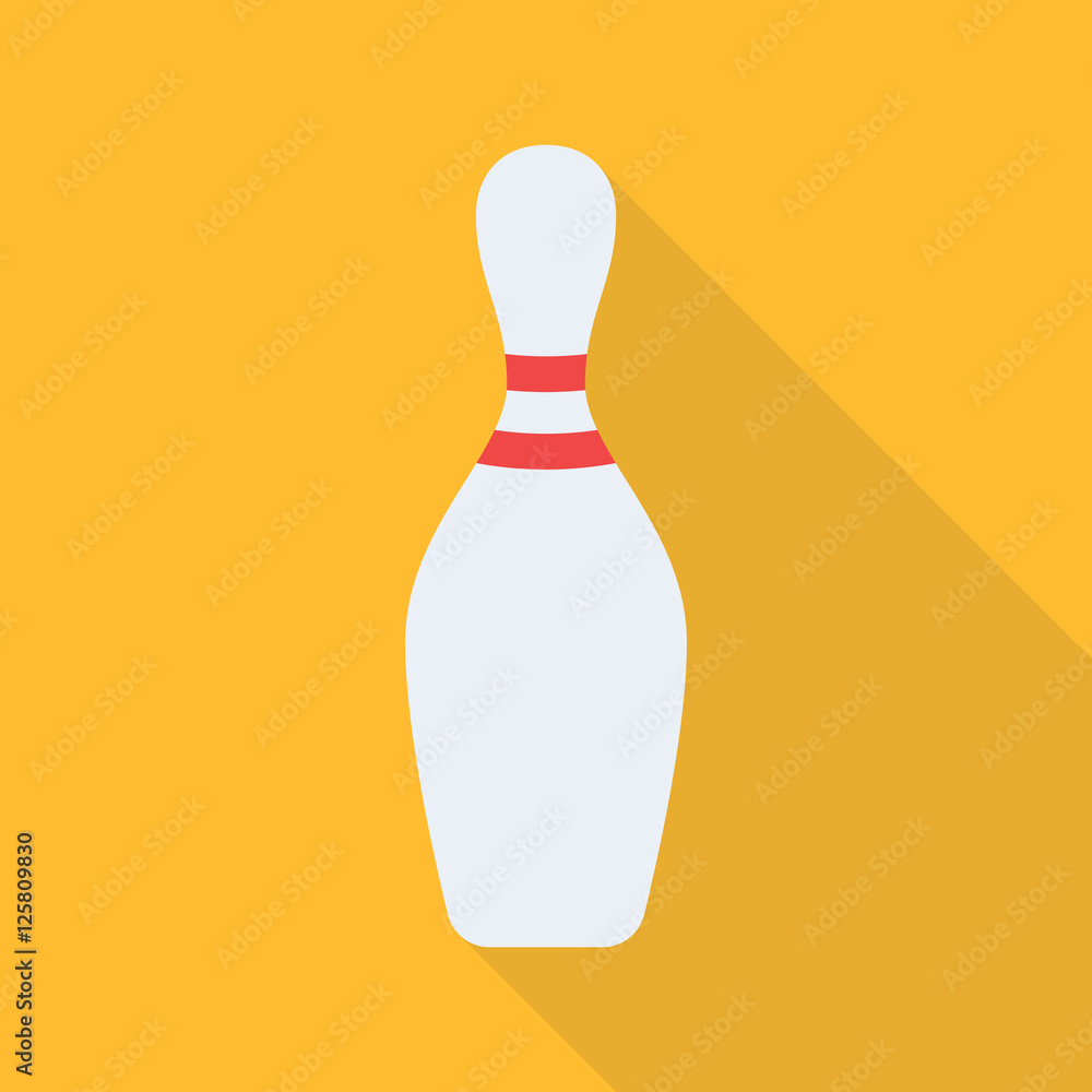 Bowling pin isolated on yellow background. Bowling pin in cartoon flat ...