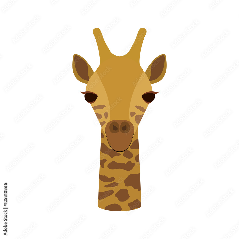 giraffe face animal cartoon icon over white background. colorful design ...