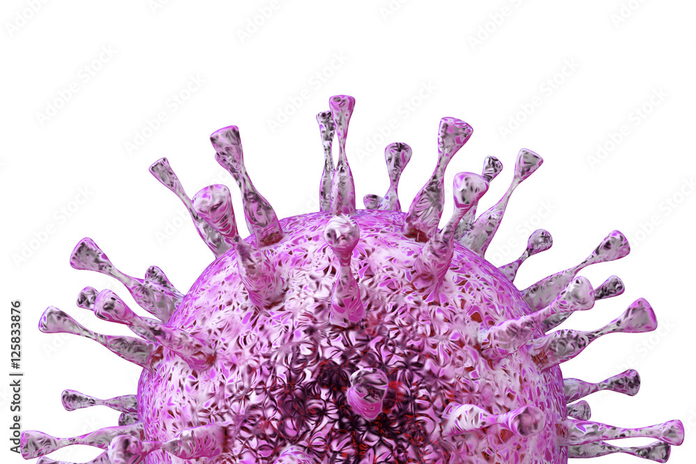 Influenza virus on colorful background showing surface glycoprotein ...
